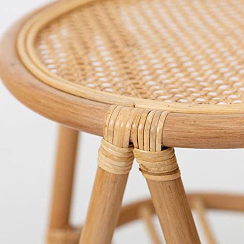 Sofa Side Table Couch Table Natural Rattan Round Side Table with Storage Shelf, Nightstand Modern End Table for Living Room Bedroom Office Small Spaces, Hand-Woven Rattan End Table Coffee Table