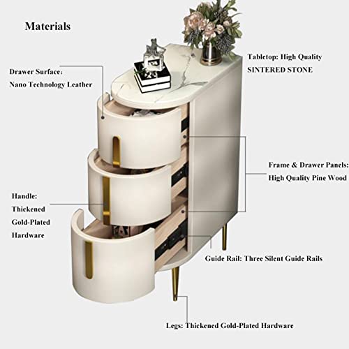 Sofa Side Table Couch Table Narrow End Table with Drawer, Solid Wood Side Table 3-Tier Table Slim Nightstand Small Sofa End Table for Small Space, for Living Room Bedroom End Table Coffee Table ( Col