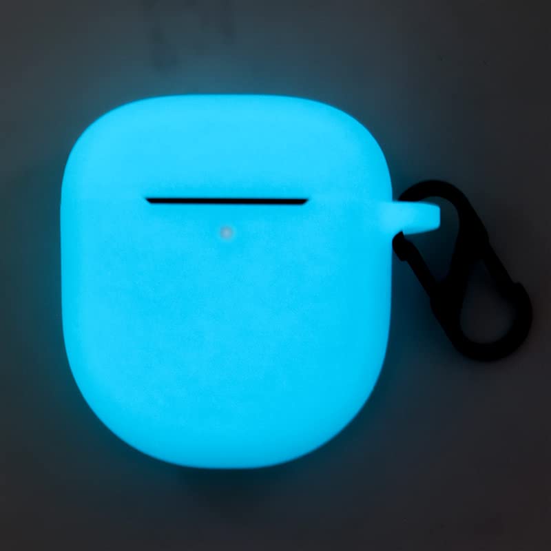 Soft Silicone Case Cover for Bose QuietComfort Earbuds II 2 2022 New, Silicone Protective Skin Protector with Carabiner (Luminous Blue)