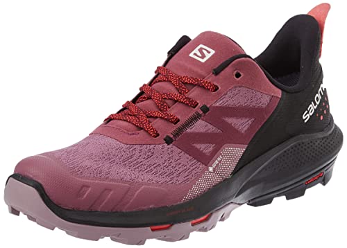 Salomon Women's OUTPULSE Gore-Tex Hiking Shoes for Women, Tulipwood/Black/Poppy Red, 7.5