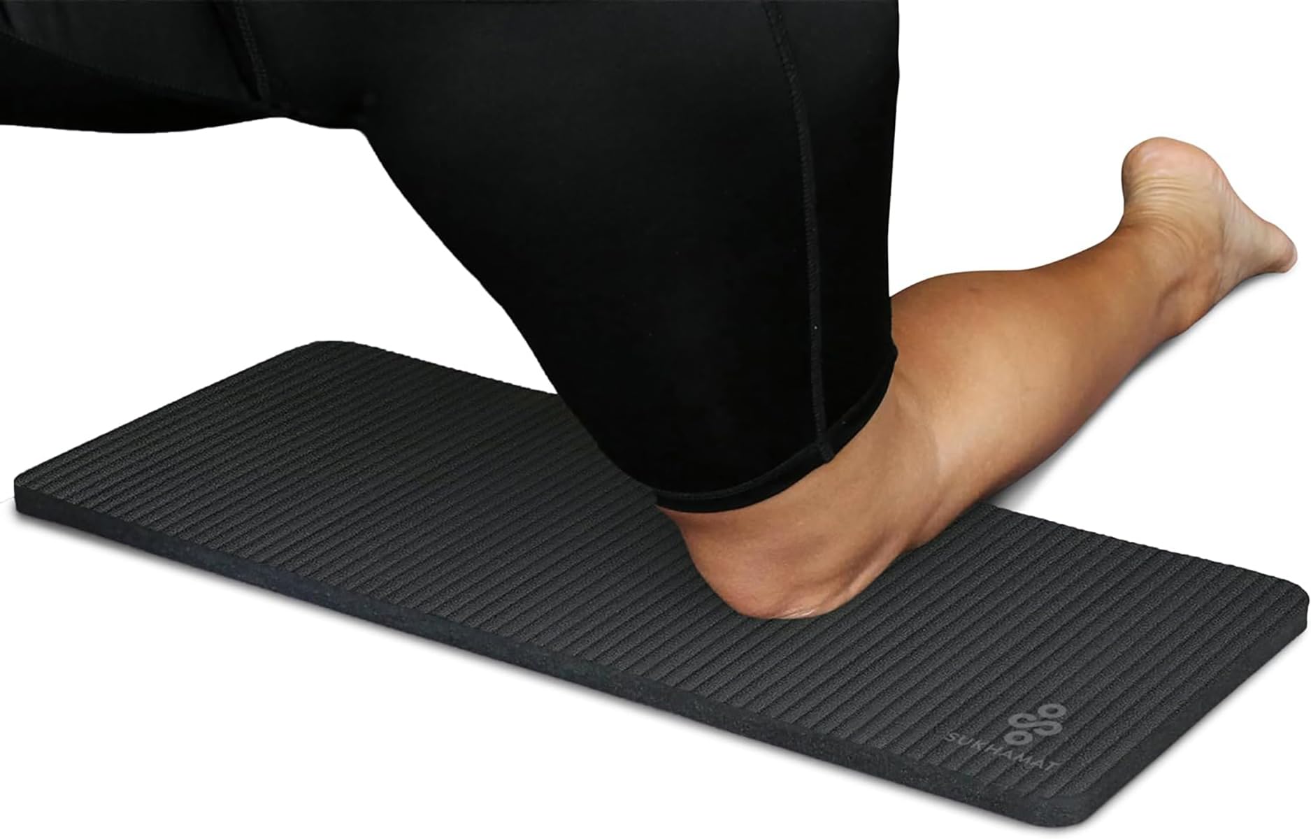 SukhaMat Yoga Knee Pad - 15mm (5/8") Thick - The best yoga knee pad for a pain free Fitness Exercise Workout. Cushions pressure points. Complements your full-size yoga mat. (Black)