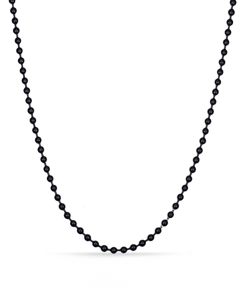 SINLEO Titanium Stainless Steel 2.4MM Small Beads Ball Chain Necklace for Men Women Black 3MM 36 Inches