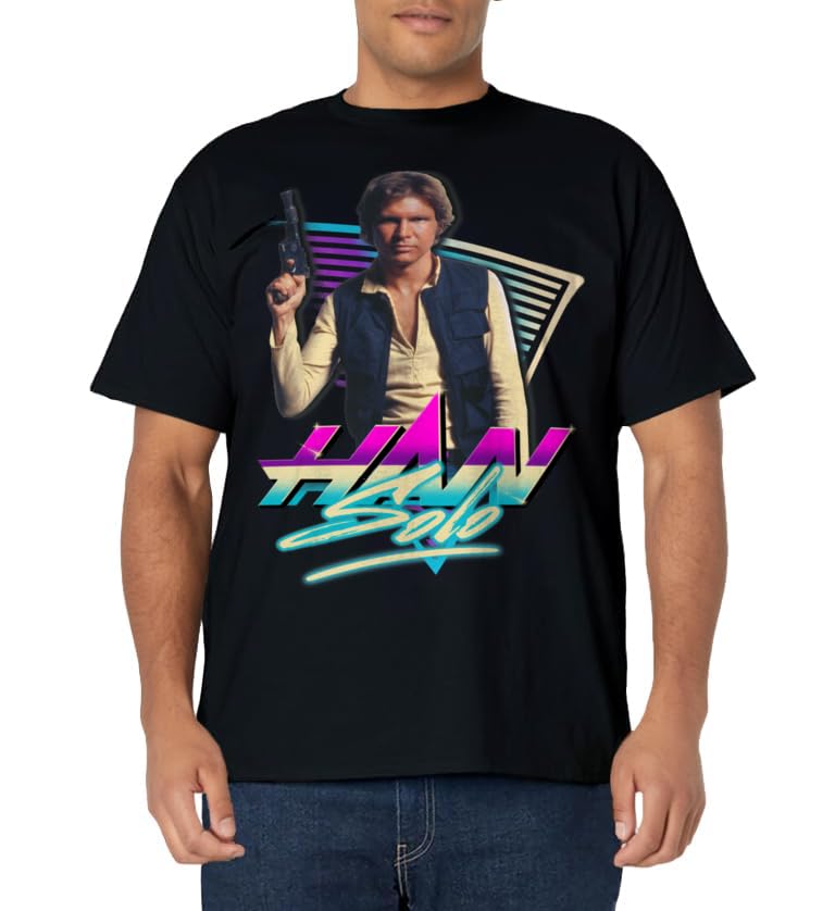 Star Wars Han Solo Eighties Retro Neon Poster Disney+ T-Shirt