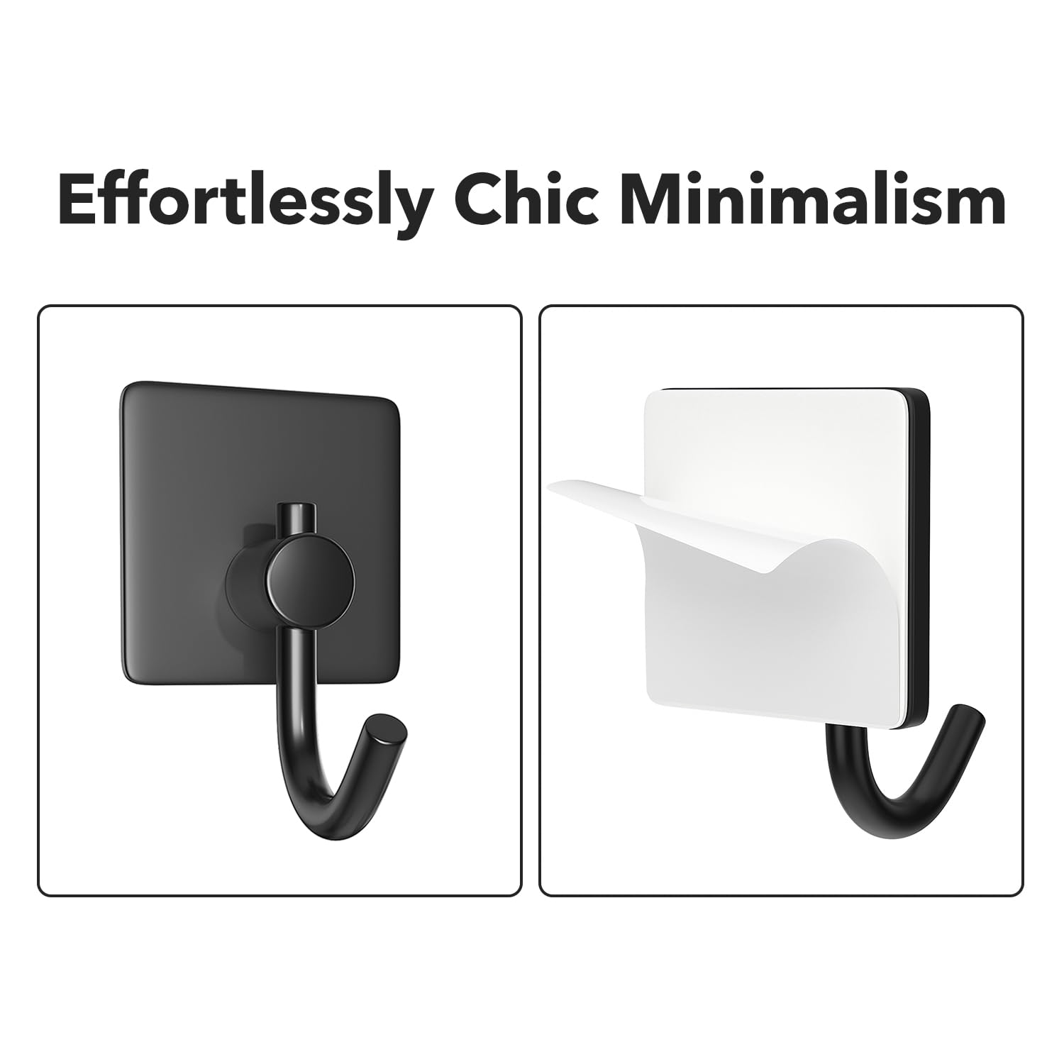 Self Adhesive Wall Hooks for Hanging: Stick-On Hooks Hold 13 LB, Black Coat Hook,Towel Hooks For Bathrooms,Shower Hooks for Wall,Door Hooks Hanging Towel, Kitchen Hook,Metal hooks for hanging,8 Pack
