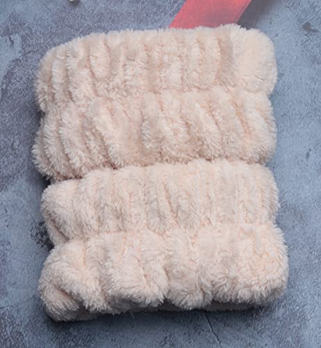 Sowaka 2 Pcs Wrist Spa Washband Microfiber Soft Tower Wrist Scrunchies Sweatbands for Women Girls Washing Face Make up Absorbent Prevent Liquid from Spilling Down Your Arms (Khaki)
