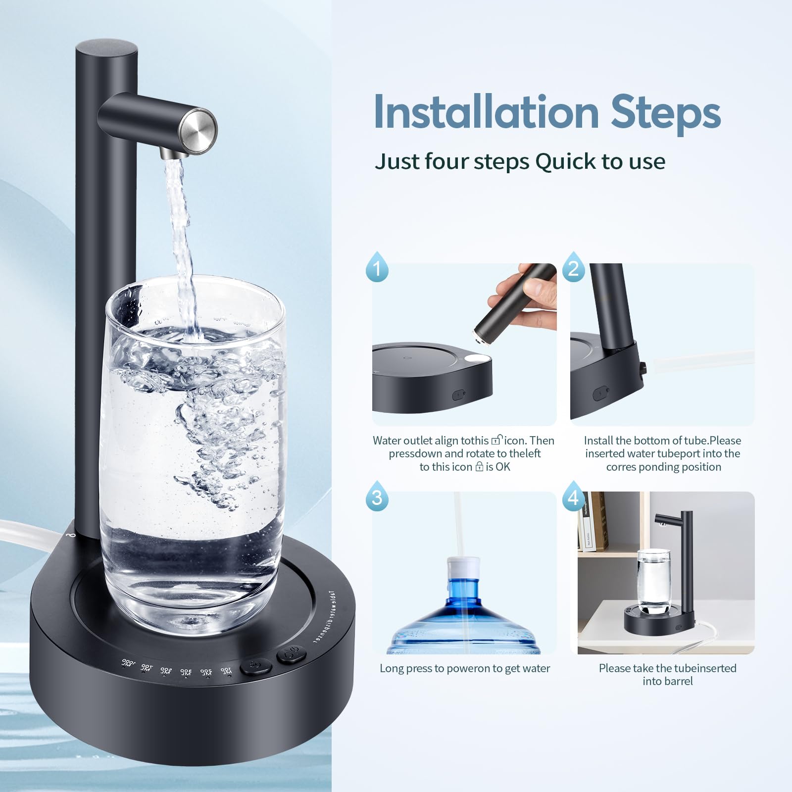 Webliew Desktop Water Dispenser with USB Charging - Portable Electric Pump for Home, Office, and Camping - Nightstand and Bedside Water Bottle Dispenser