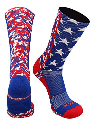 TCK Digi Camo USA Crew Socks (Red/White/Blue, Small)