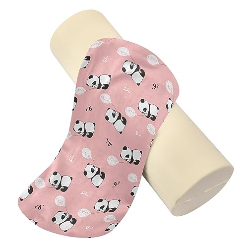 Vnurnrn Cute Pandas Neck Support Pillow Round Neck Roll Bolster Cylinder Pillow Cervical Pillows Back Pillow for Leg Knee Back Head Support for Bedroom Camp Work Women Men