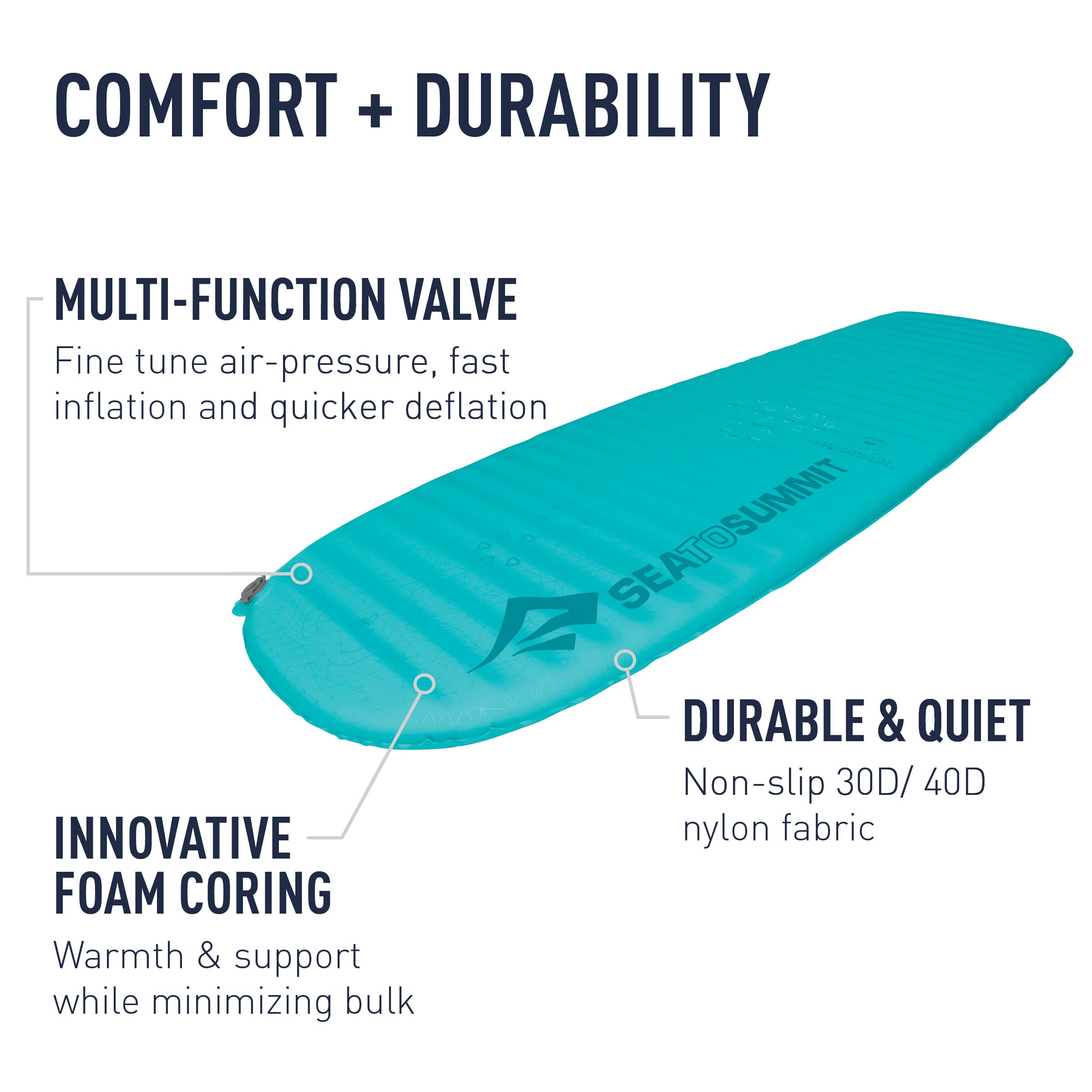 Sea to Summit Comfort Light Self-Inflating Foam Sleeping Pad for Camping and Backpacking, Women's Regular (67 x 21 x 2 inches)