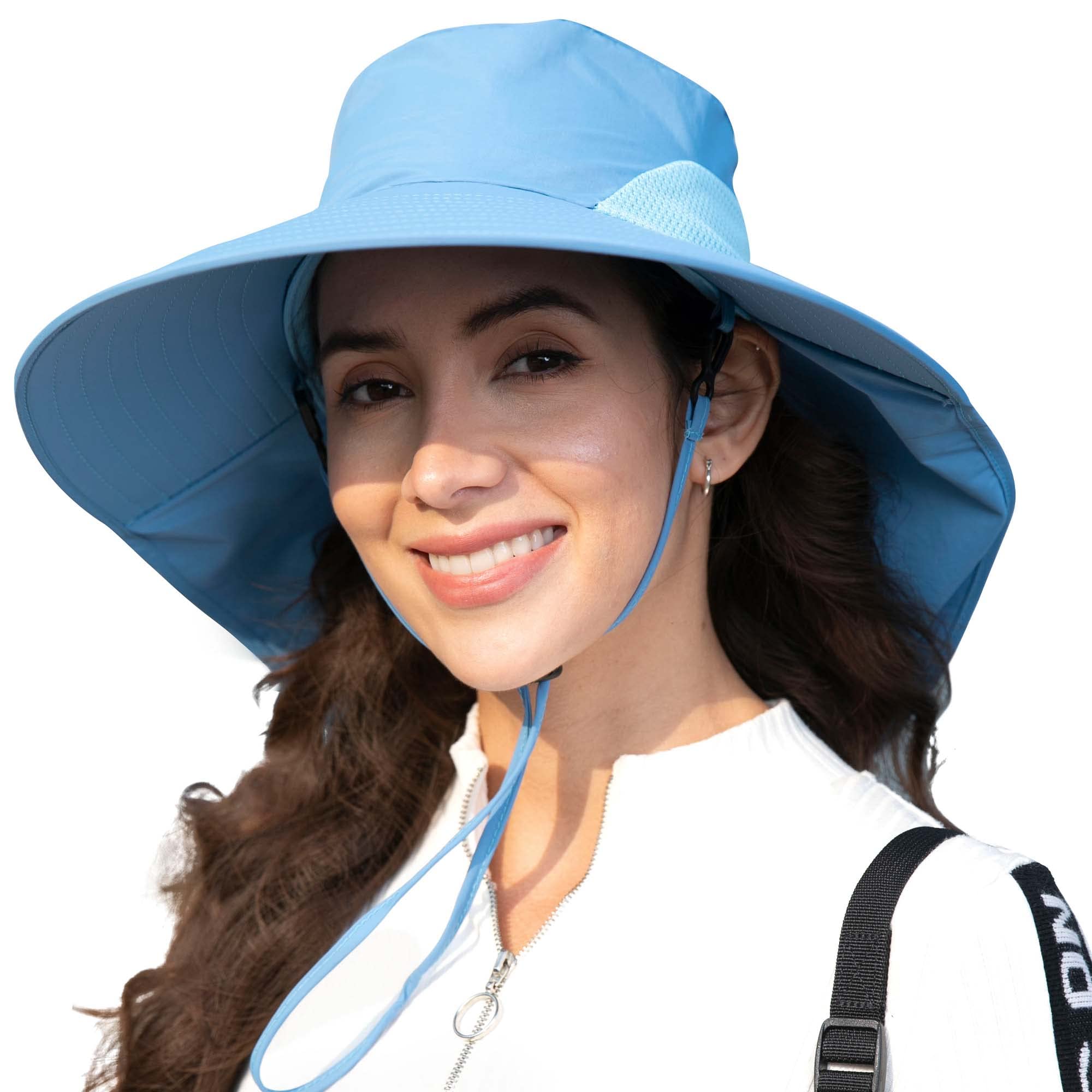 Sun Hats for Women Foldable Flap Cover UPF 50+ UV Protective Wide Brim Bucket Sun Hat Khaki