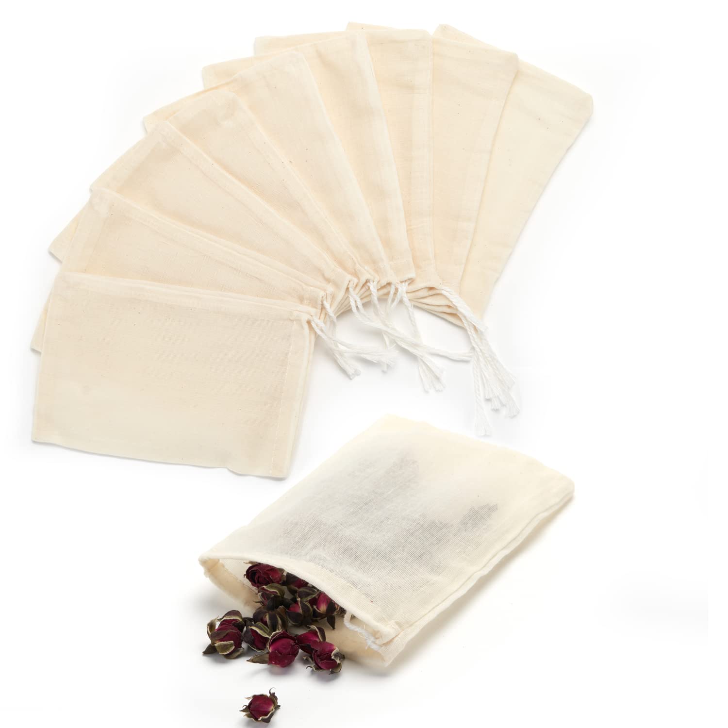 Volanic 50PCS 10X12 Inch Muslin Bags Reusable Cotton Sachet Bag with Drawstring for Home Storage