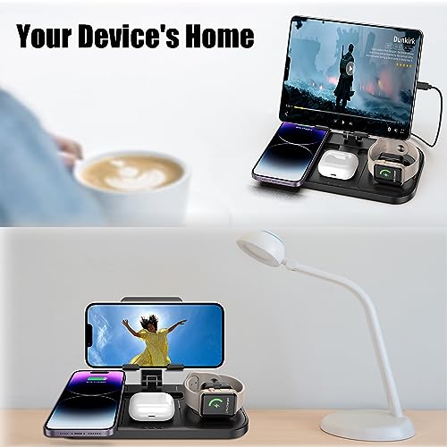Wireless Charging Station for Apple, Wired Charger for iPad Charging Station, 4 in 1 Wireless Charging Stand Multiple Devices for iPhone 15 Pro Max 14 13 12, iWatch 8 7 6 5 4 3 2 Se, Airpods 3 2 Pro