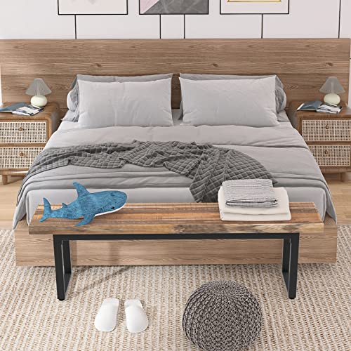 STHOUYN 59” Dining Bench Pair of 2 for 6-8 Person, Farmhouse Indoor Kitchen Table Benches, Bed Bench, Industrial Shoe Bench, Entryway Benches (Brown 2pcs)