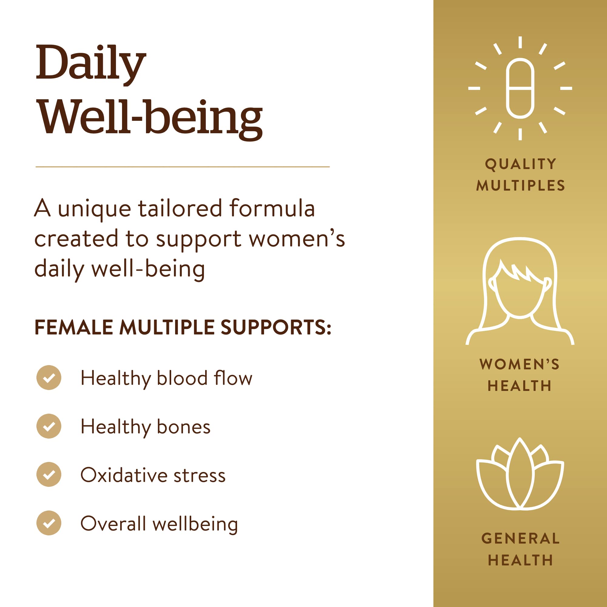 Solgar Female Multiple, 60 Tablets - Multivitamin, Mineral & Herbal Formula for Women - Advanced Phytonutrient - Vegan, Gluten Free, Dairy Free, Kosher - 20 Servings