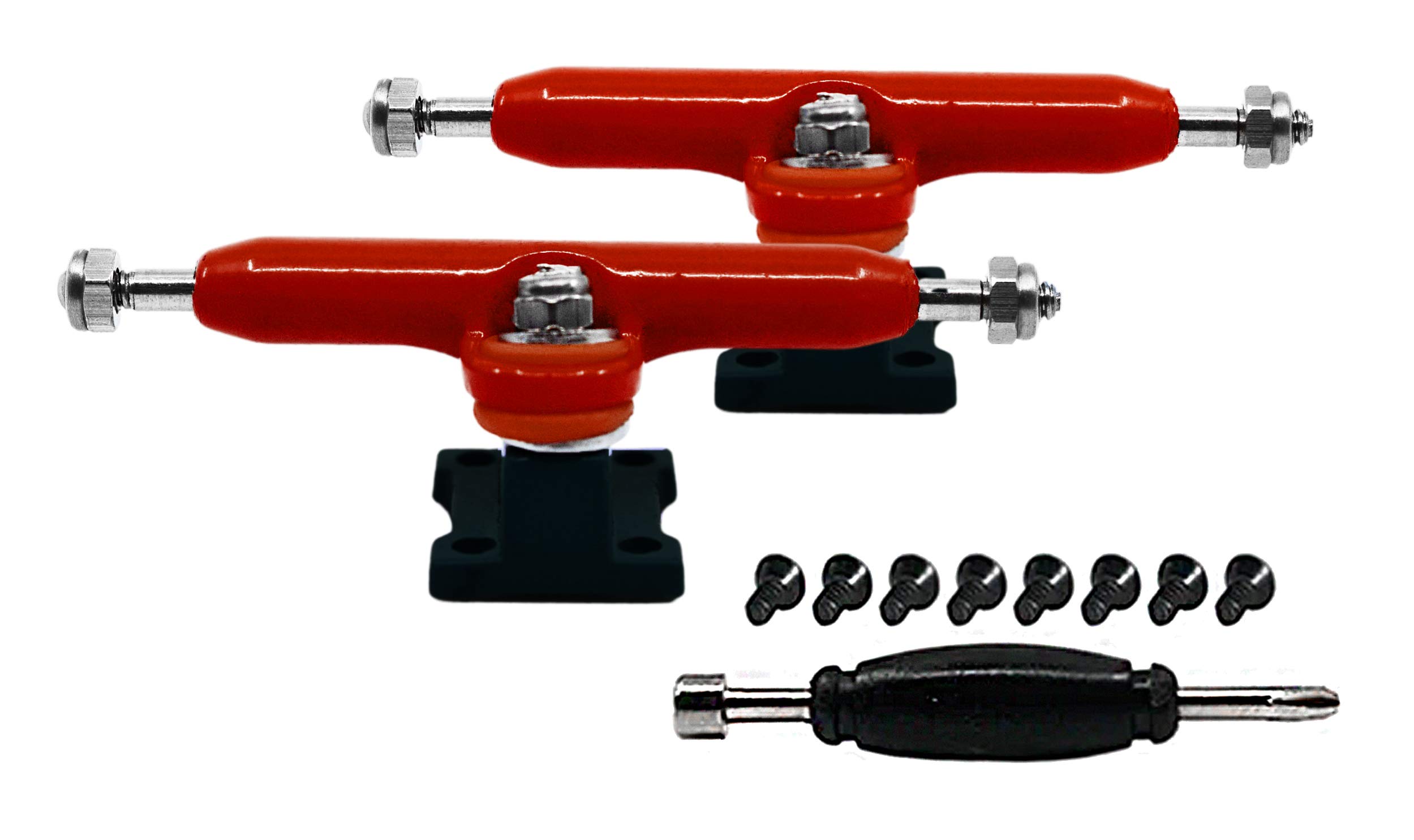 Teak Tuning Prodigy Fingerboard Trucks with Upgraded Lock Nuts, Red and Black Ladybird Colorway - 32mm Wide - Professional Shape, Appearance & Components - Includes Standard Tuning