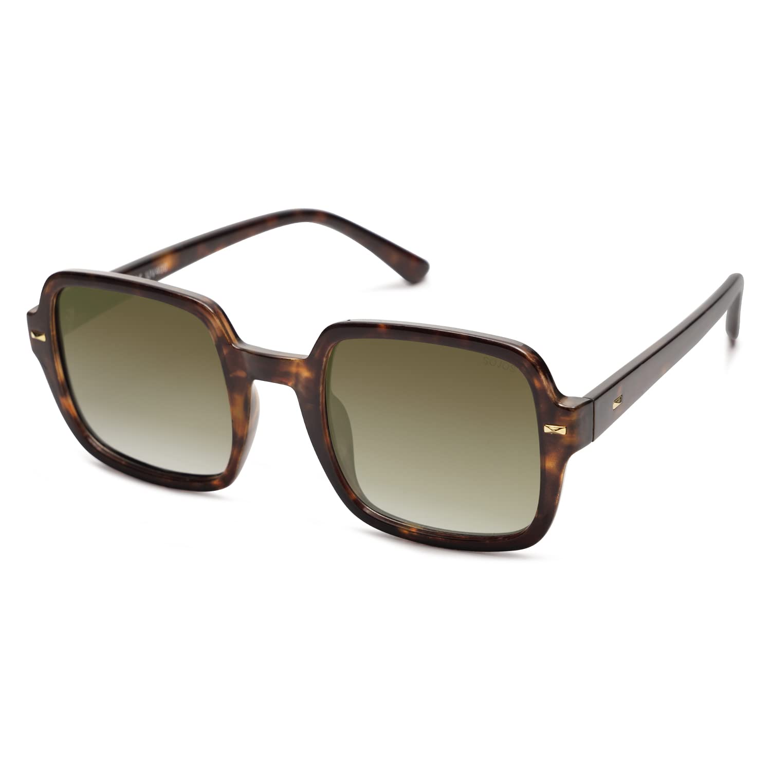 SOJOS Retro Square Polarized Sunglasses for Women Men Classic Trendy Sunnies SJ2226, Brown Tortoise/Brown