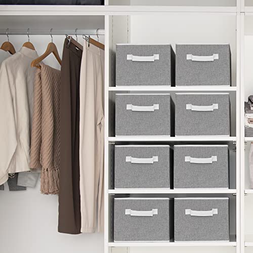 StorageWorks Large Closet Organizers with Handles, Foldable Closet Storage Bins for Linen Closet, 3-Pack, Gray