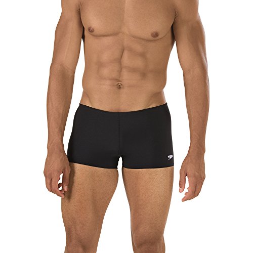 Speedo Men's Swimsuit Square Leg Endurance+ Solid,Speedo Black,30