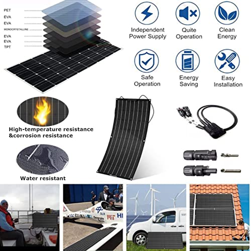 Solar Panel 200W Flexible Solar Panel Kit Monocrystalline Off Grid Module, Outdoor Travel Charger, Two Pieces Portable Solar Panels for Home Outdoor Rv Car with 40A Controller