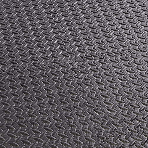 Signature Fitness Puzzle Exercise Mat with EVA Foam Interlocking Tiles for MMA, Exercise, Gymnastics and Home Gym Protective Flooring, 3/4" Thick, 96 Square Feet, Black