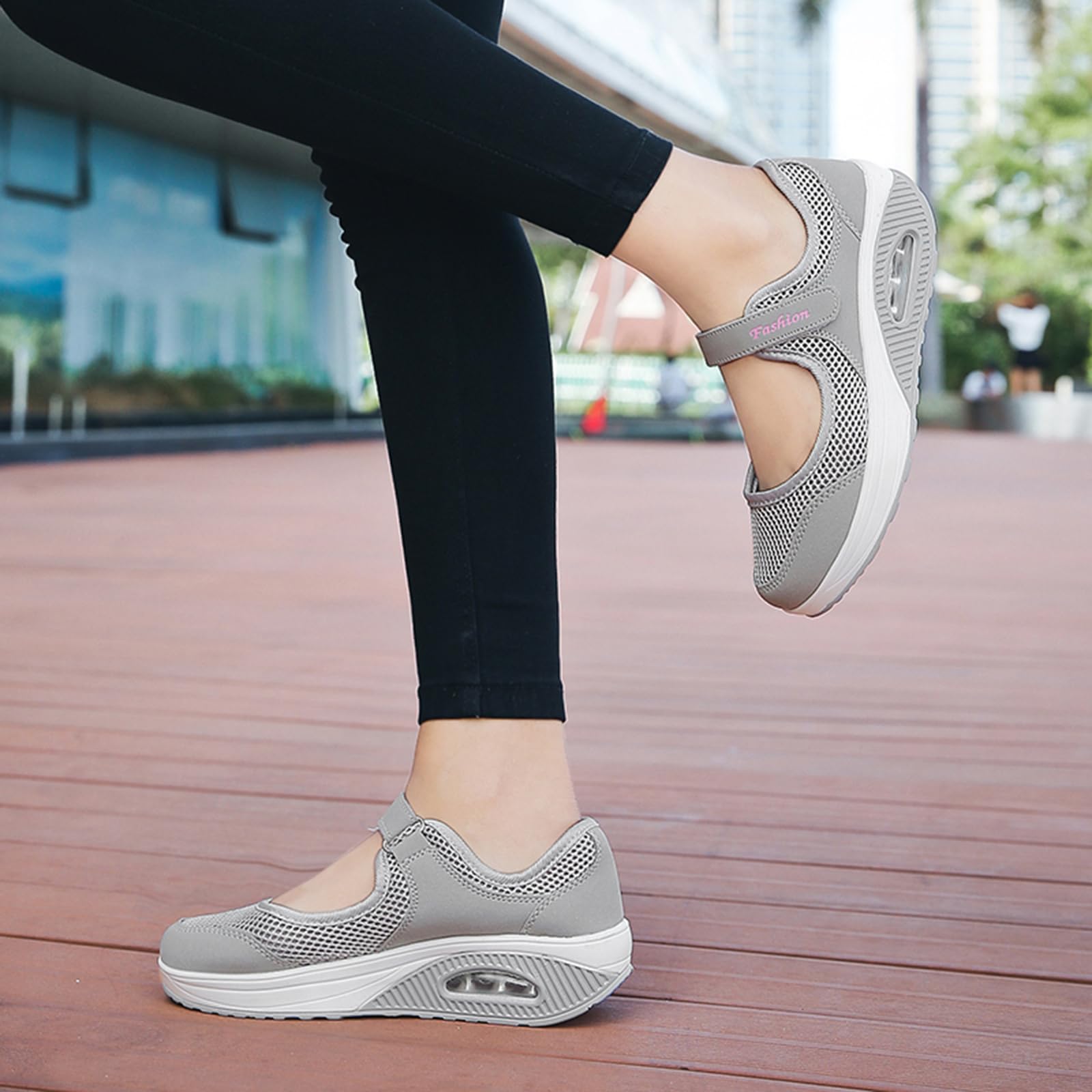 Women's Comfortable Working Nurse Shoes Non-Slip Adjustable Breathable Walking Buffer Fitness Casual Nursing Orthotic Lightweight Shoes Arthritis Diabetes Heel Pain Grey