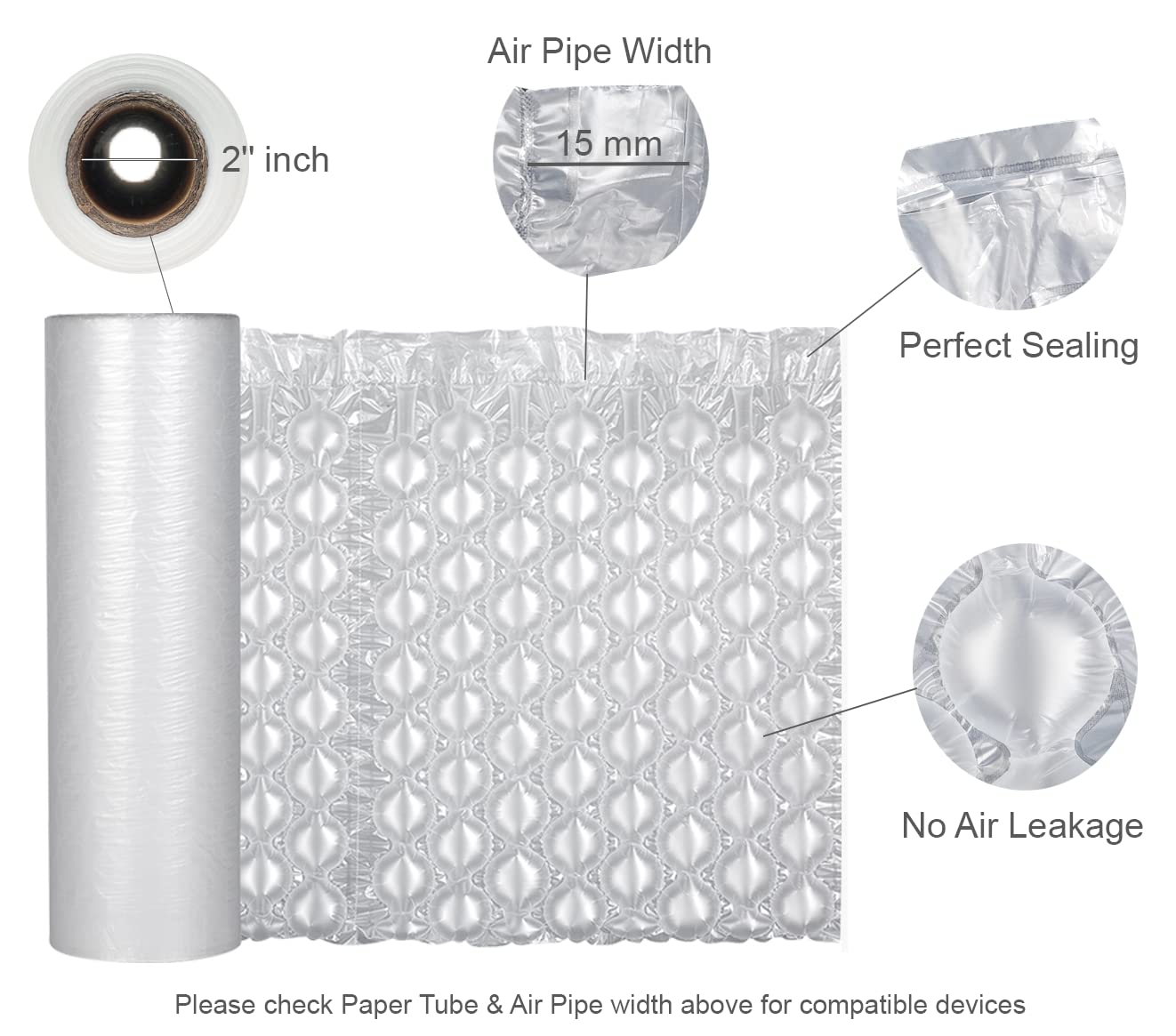 SOLTECH Inflatable Air Bubble Film Cushioning Wrap Rolls,Perforated, Easy to Tear,Large Air Bubble, 15.7 Inchx984 Feet Total,Packing, Industrial, Business Bubble Supply (Perforated Line 7.8" in)