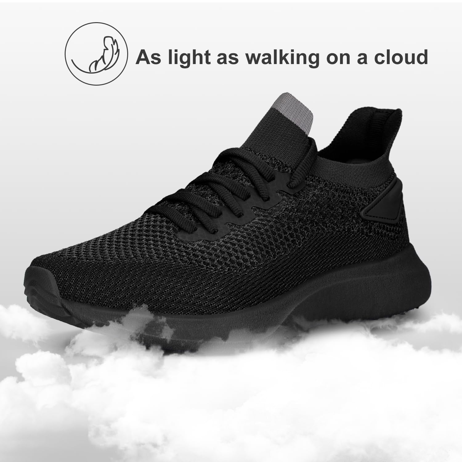Womens Sneakers Walking Shoes Slip on Tennis Casual Athletic Memory Foam Lightweight Gym Work Shoe All Black Size 8