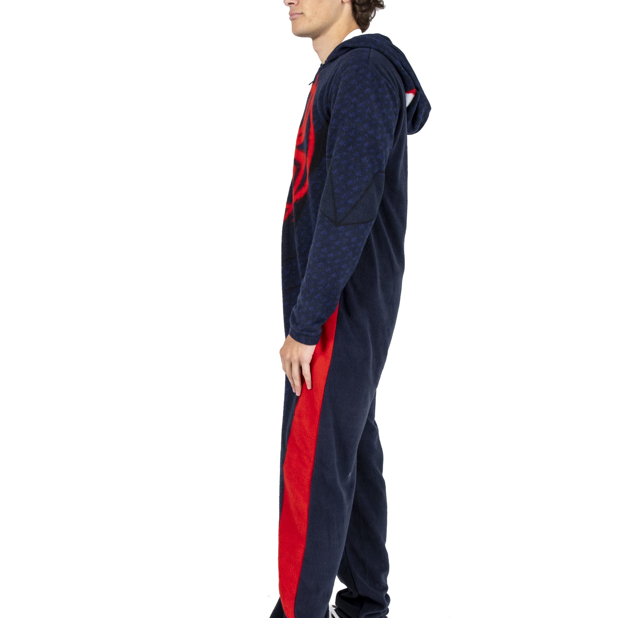 Spider-Man Miles Morales Men's Hooded Union Suit with Leg Hem-Large Black