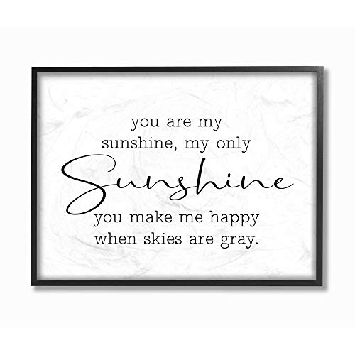 Stupell Industries My Sunshine Family Home White Word, Design by Artist Lettered and Lined Wall Art, 24 x 30, Black Framed