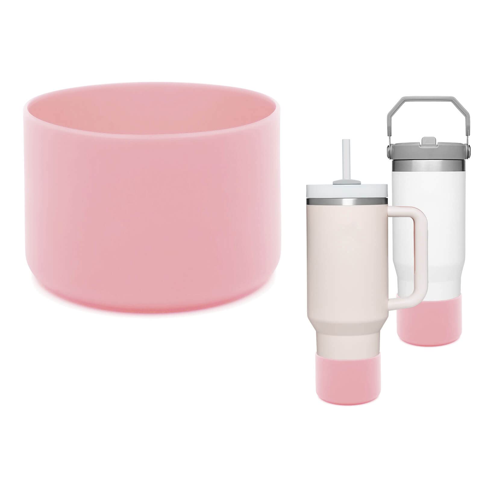 Silicone Boot for Stanley 40 oz Quencher Adventure Tumbler and IceFlow Flip 30 oz 20 oz, Stanley Cup Accessories Protector Sleeve Bottom Cover Bumper for Stanley 40 oz with Handle (Pink)