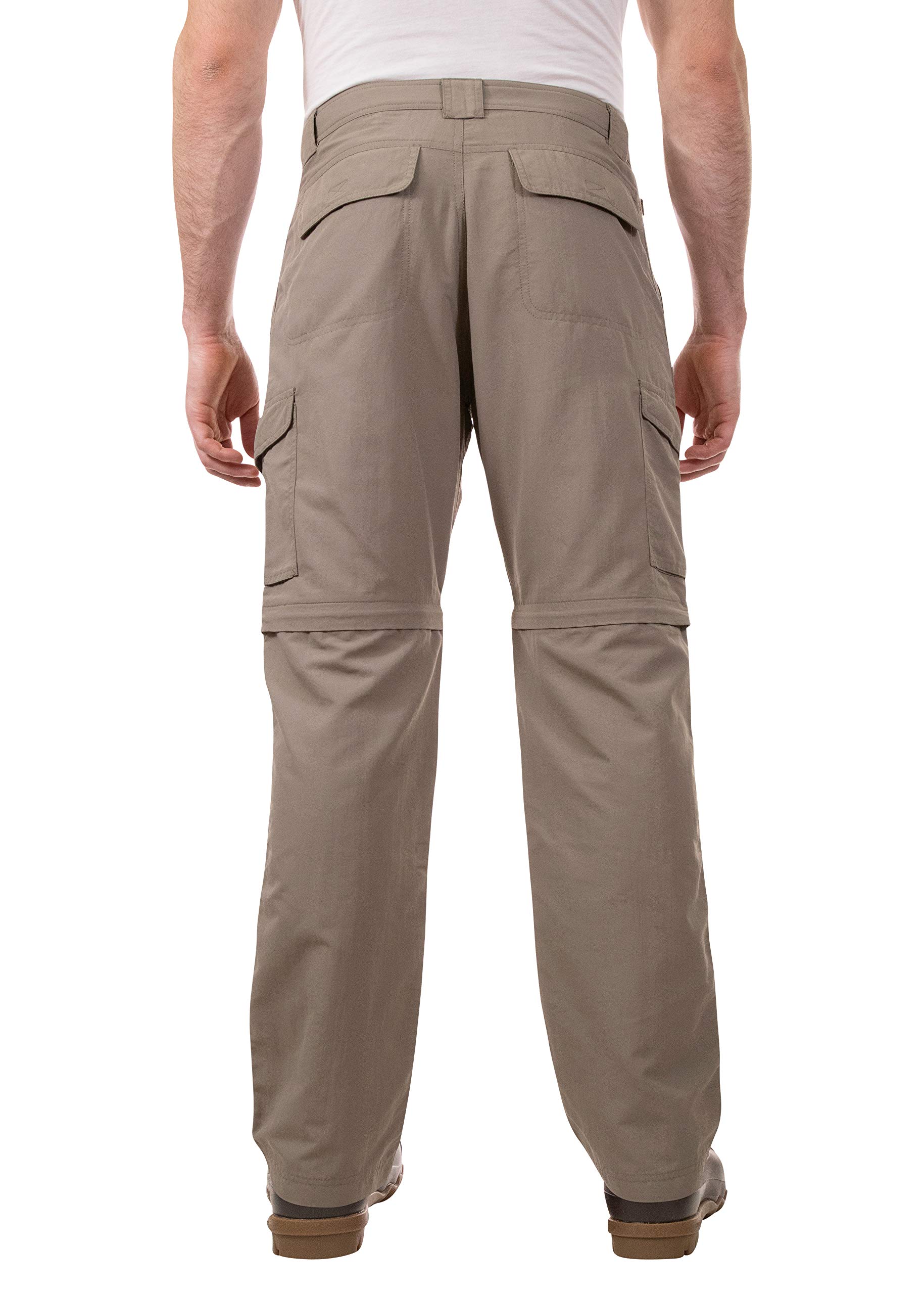 Swiss Alps Mens UPF 30+ Sun Protection Multi Pocket Convertible Pants, Khaki, 32/32