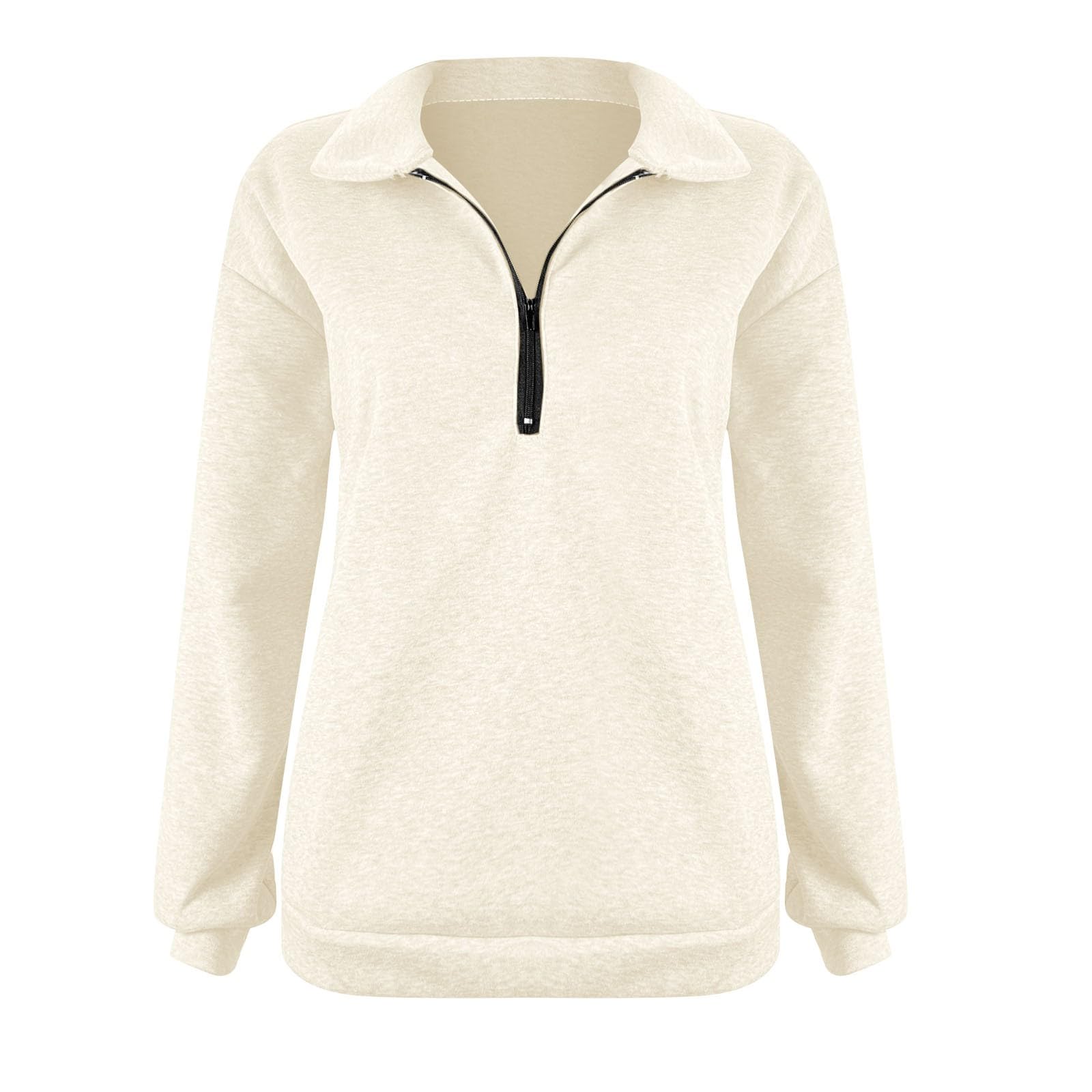 Somacperiy Women Half Zip Oversized Sweatshirts Long Sleeve Drop Shoulder Fleece Workout Hoodies Pullover Y2K Clothes(Beige,Large)