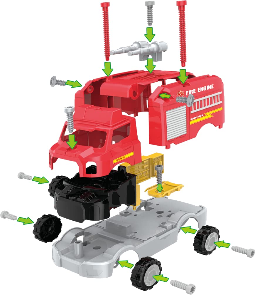 Think Gizmos Take Apart Toy Fire Truck - Includes Working Drill, Realistic Sounds and Lights - Easy DIY Assembly - Great Toy for Boys and Girls Ages 3+