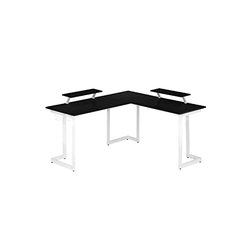 Techni Sport Warrior L-Shaped Gaming Desk with MDF Panel, Computer Desk with Scratch Rust Resistance Steel Frame, White