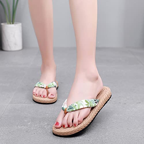 Women's Summer Thong Sandals House Slippers Open Toe Casual Cool Flip Flops Non Slip Stylish Comfy Beach Sandal Green