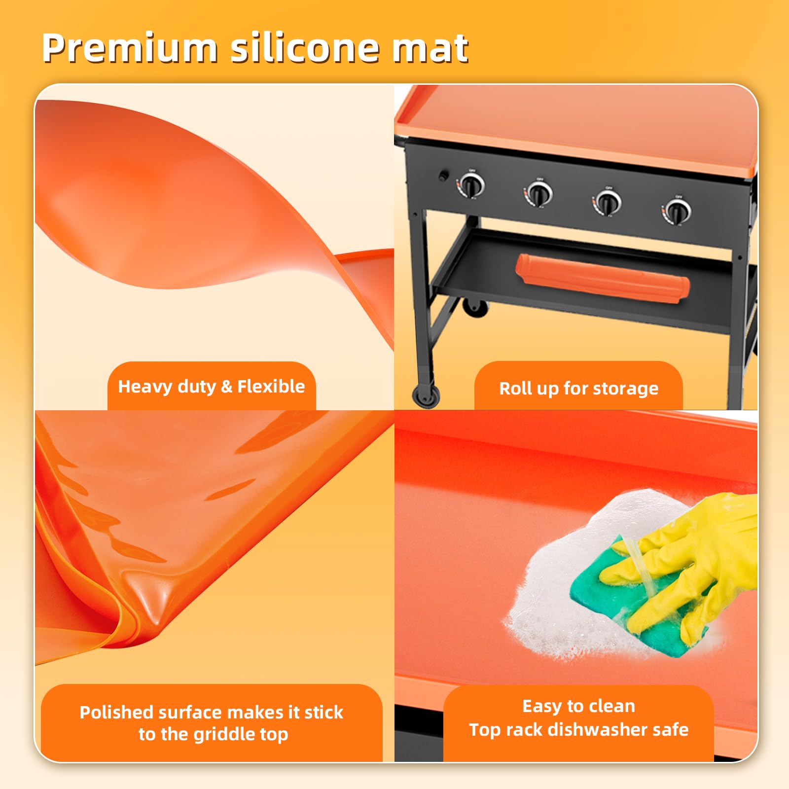 Silicone Griddle Mat for Blackstone 36 inch Tabletop Griddle, Upgraded Full Edge Coverage Griddle Cover, 100% Food Grade Silicone Griddle Cover, Outdoor Griddle Accessories for Blackstone