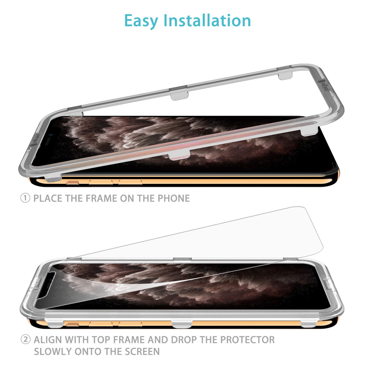 Syncwire iPhone 11 Pro Max/iPhone Xs Max Screen Protector (3-Pack), Anti-Fingerprint Tempered Glass (9H Hardness, 6X Stronger, Installation Frame, Bubble Free) [Not Edge to Edge]