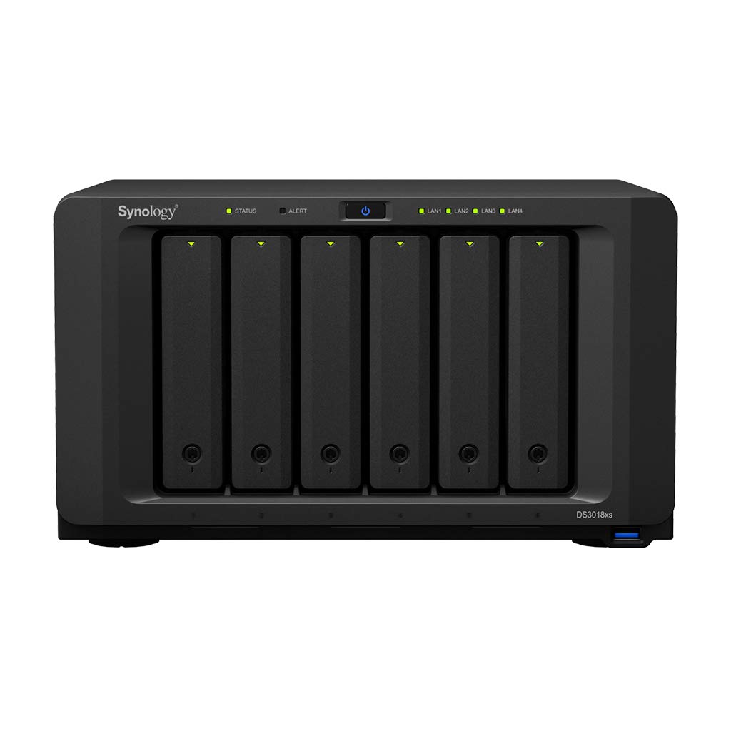 Synology DiskStation DS3018xs Tower NAS Server, Intel Pentium D1508 Dual-Core, 32GB DDR4, 4TB SSD, 40TB SATA HDD, DSM Software