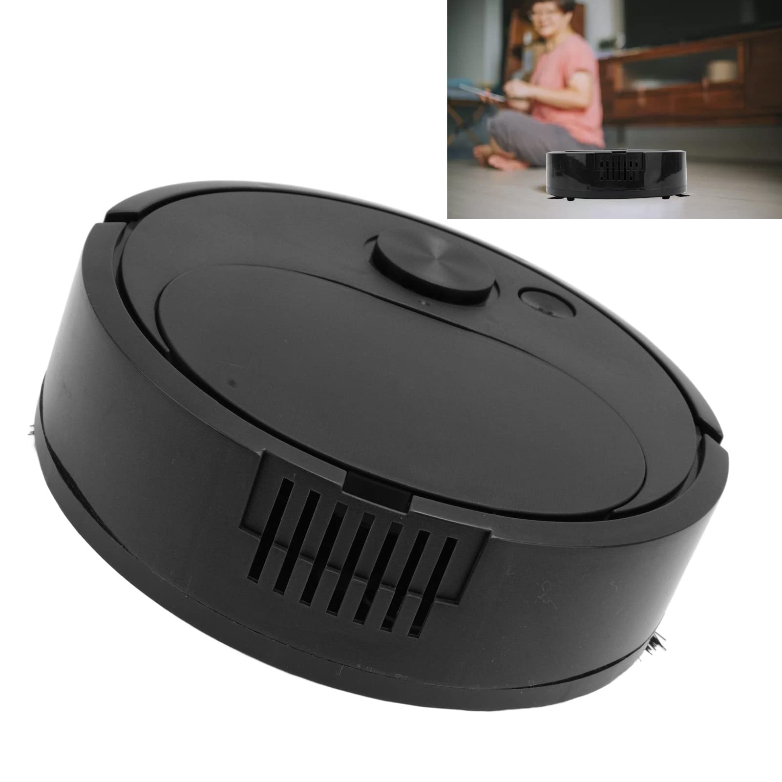 Smart Robot Vacuum Cleaner Multifunctional USB Charging Mini Sweeping Robot for Floors (Black)