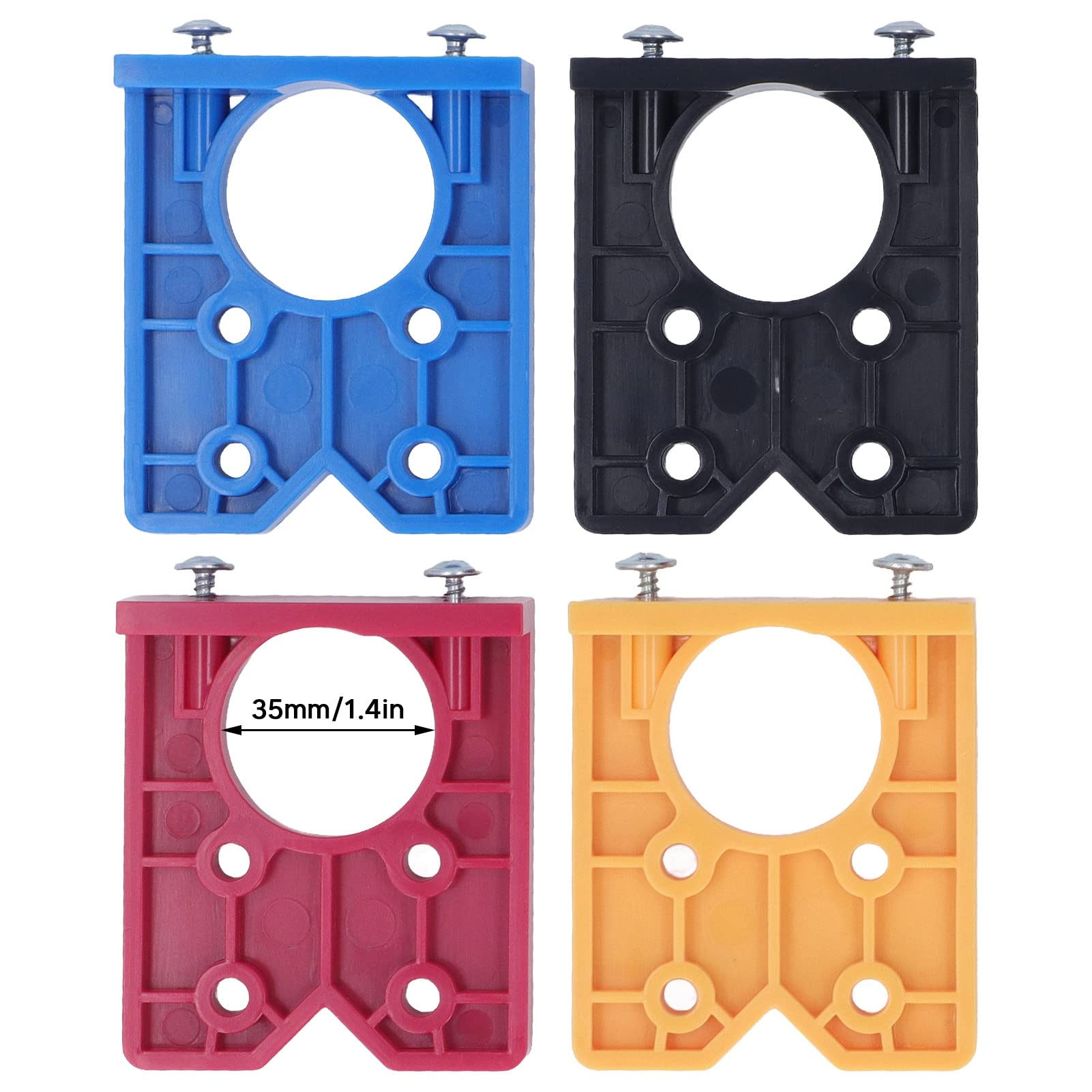 Syrisora Hinge Jig Kit Blue Red Yellow Black 35mm Drill Guide Woodworking Hole Opener for Door Cabinet