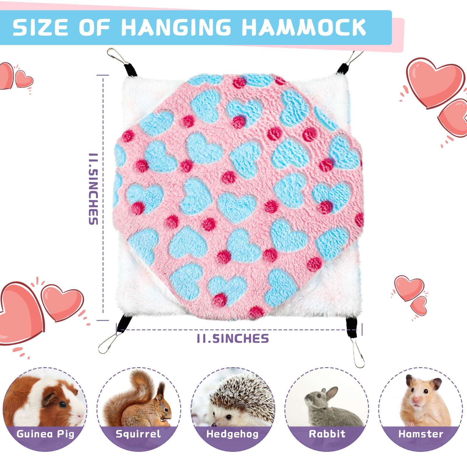 Sweetude 20-Piece Small Pet Cage Hammock Set, Double Layer Design, Sufficient Quantity and Rich Colors, Reliable Material, Easy to Use, Wide Application, Hamster, Guinea Pig