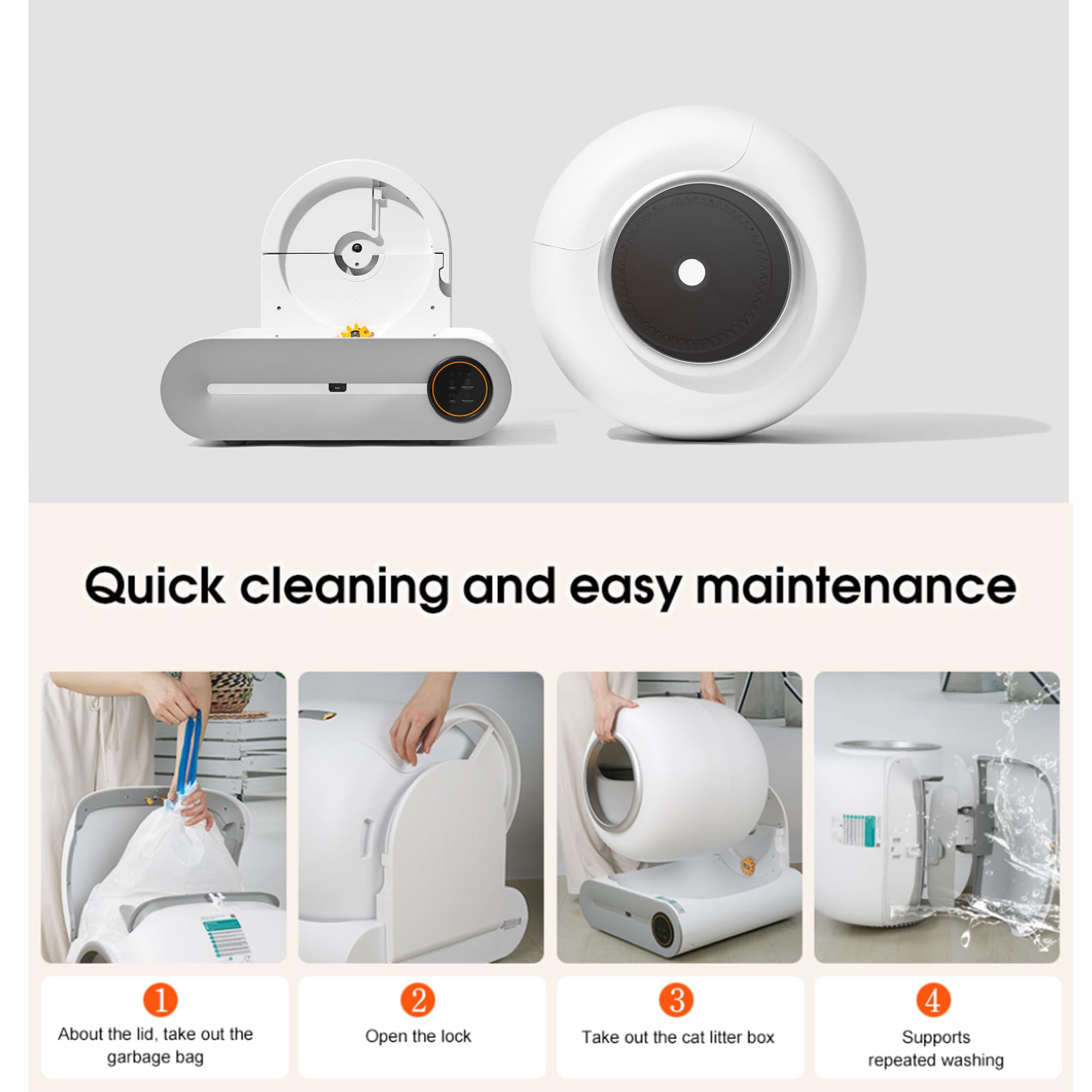 Self Cleaning Cat Litter Box,Automatic Cat Litter Box with 65L+9L Large Capacity/APP Control, 30cm Infrared Detector Odor Removal Smart Litter Box for Multiple Cats