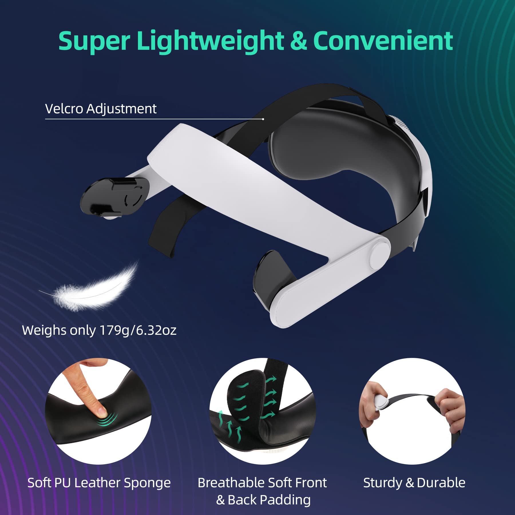 SEVENKA Head Strap for Meta Oculus Quest 2, Replacement for VR Headset Elite Strap with Silicone Face Cover, Lightweight VR Accessories, Enhanced Support and Comfort in VR, Reduce Head Pressure