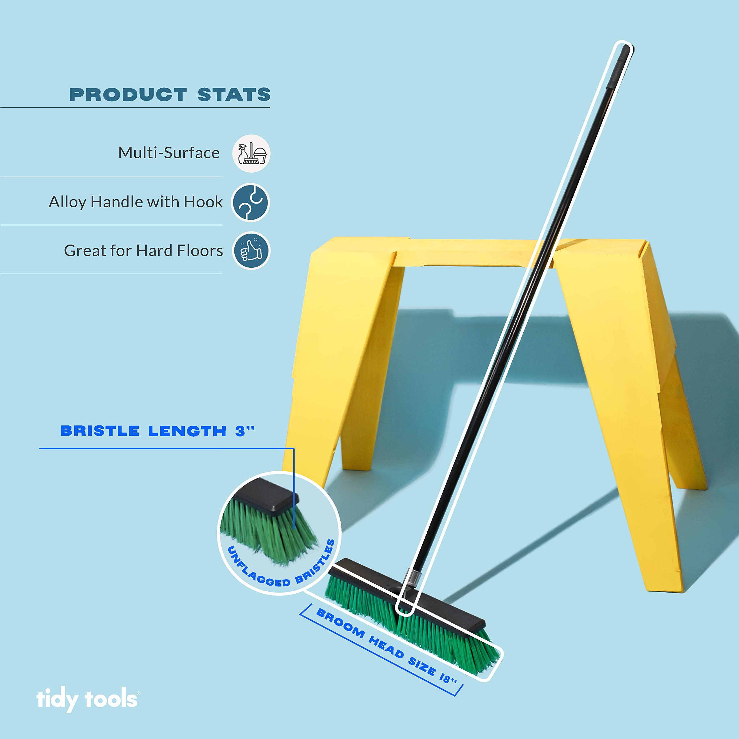 Tidy Tools Large 18'' Rough-Surface Push Broom with Alloy Handle