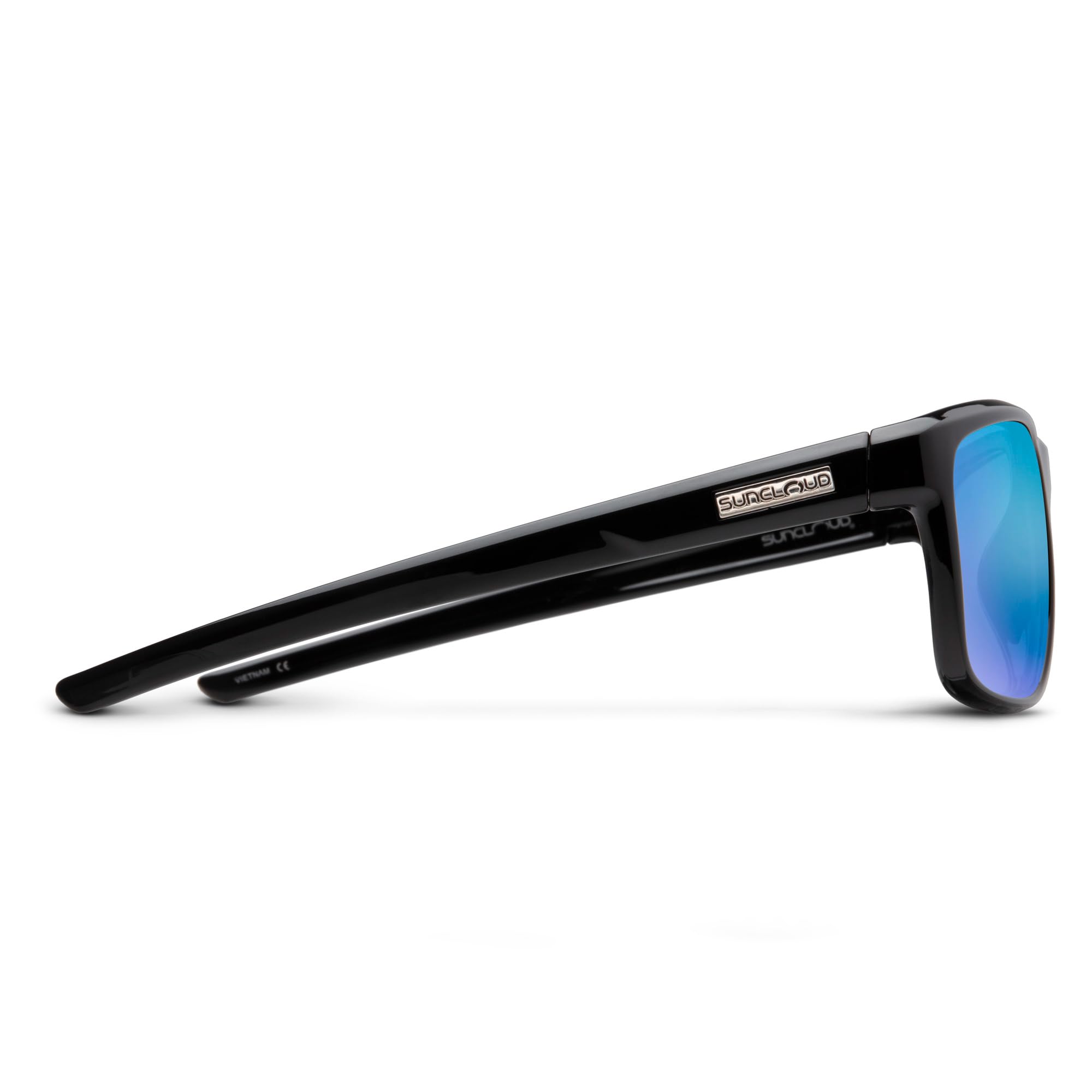 Suncloud Respek Polarized Sunglasses – 100% UV Protection – Comfortable Fit, Trendy Design – for Men & Women – Black + Polarized Blue Mirror Lenses