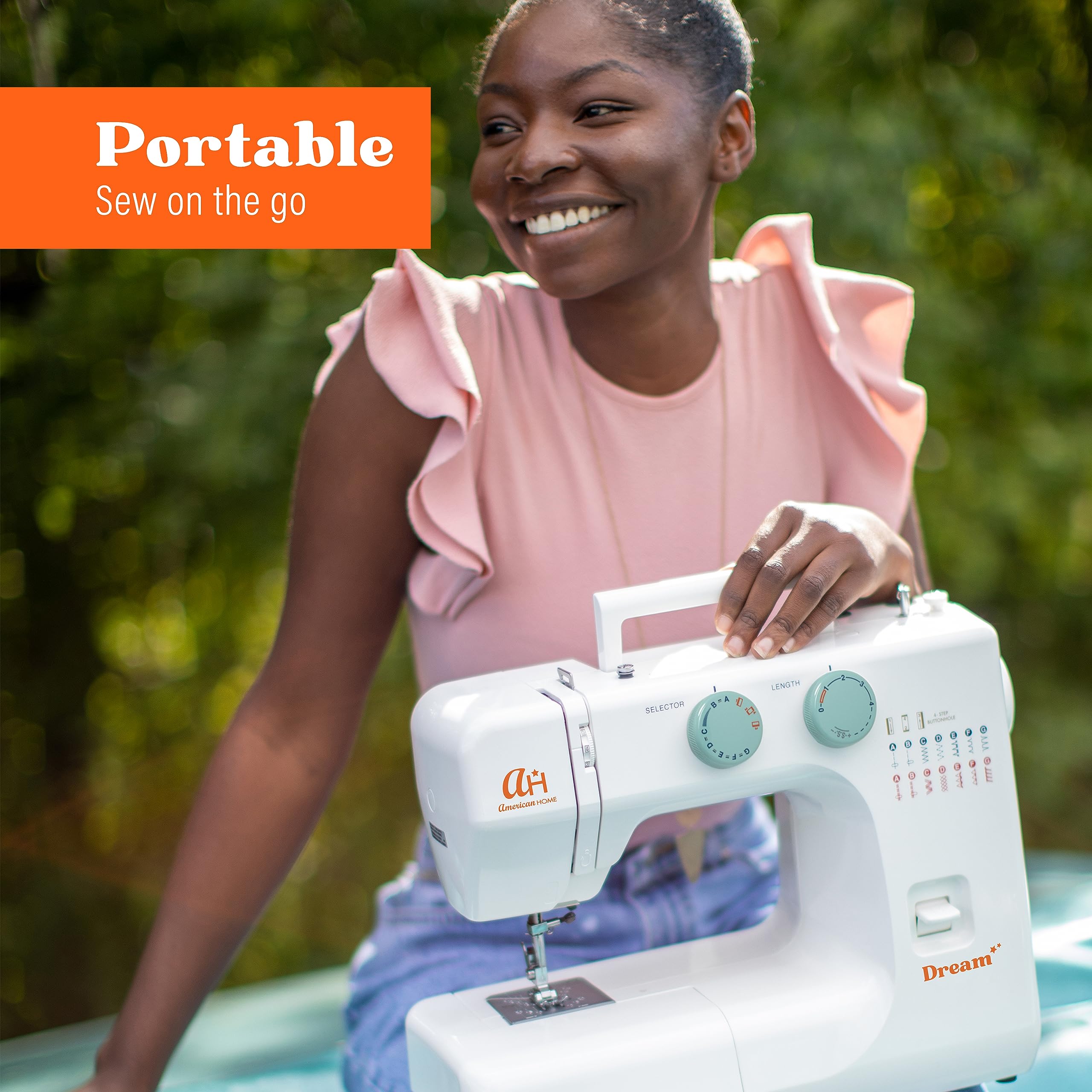 Sewing Machine for Beginners, The Dream by American Home, 15 Built-in Stitches, Great for Refashioning Clothes, AH700