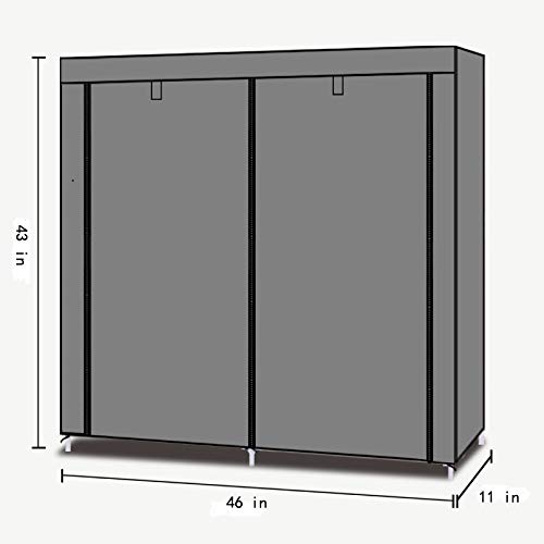 TXT&BAZ 36-Pairs Portable Shoe Rack Double Row with Nonwoven Fabric Cover (7-Tiers Grey)