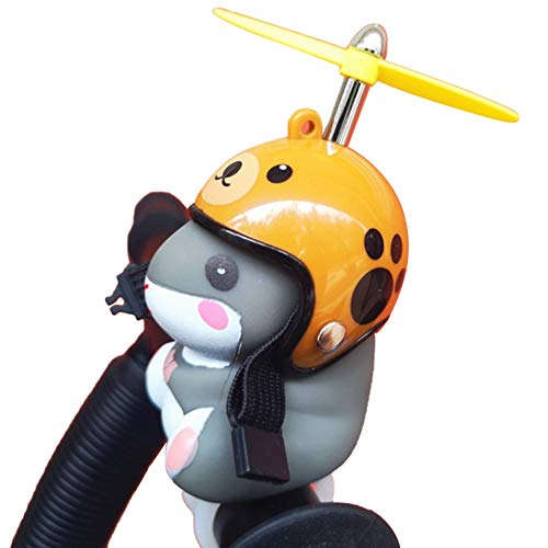 WENMOS Bike Bell for Outdoor,Cute Rubber Bicycle Accessories with Led Light,Cute Hamster Model with Helmet Handle-Bar Glowing Horn for Bicycle, Motorbike, Fixed Cog (Bear, One Size)