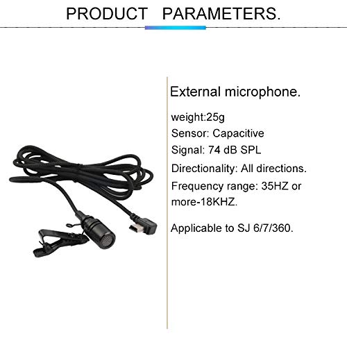 Timemall Action Camera Accessories Condenser Microphone with Tie Clip for SJCAM SJ7 / SJ6 / SJ360, Quality