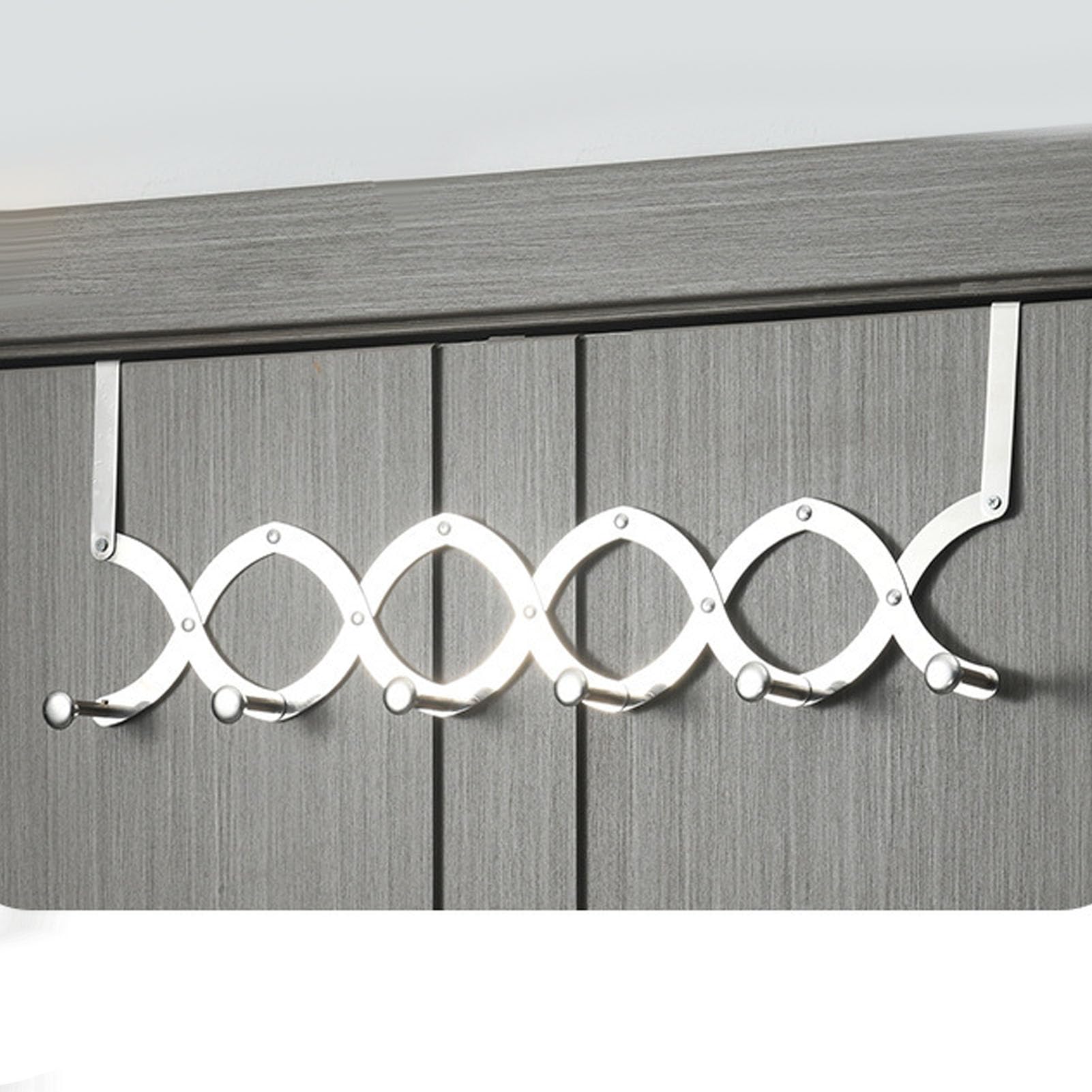 Syrisora Hooks Over The Door Hook Stainless Steel Over Door Hanger for Coat Hat Towels Hanging Bathroom Organizer Telescopic Towel Rack 6 Hooks